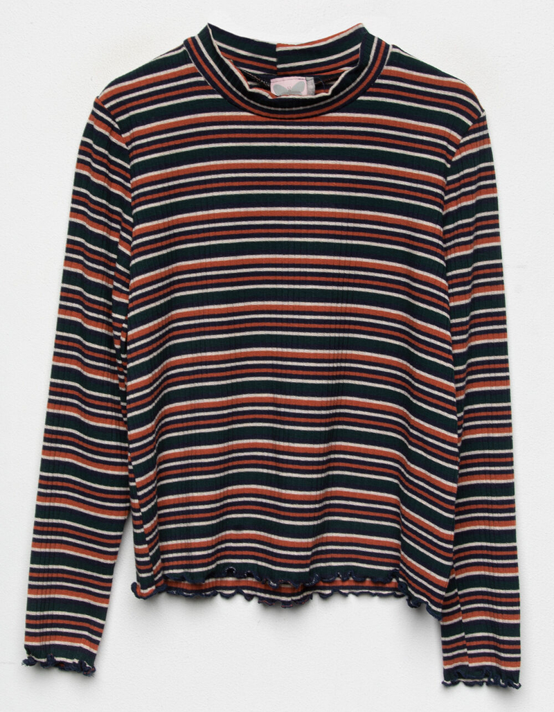 FOR ALL SEASONS Stripe Mock Neck Girls Top - MULTI - M | Tillys