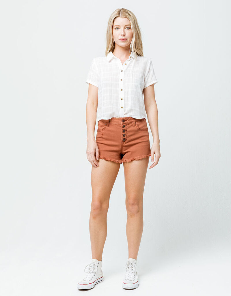 Sky And Sparrow Exposed Button Rust Womens Mom Shorts Rust 341773710
