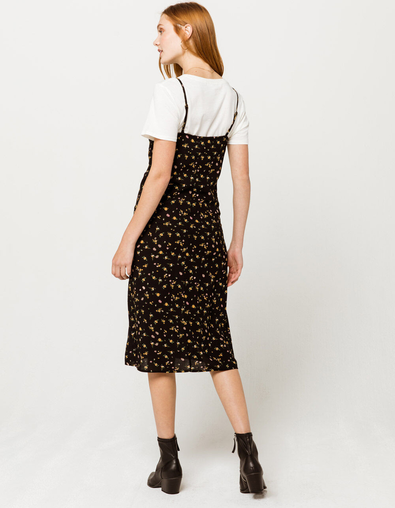 Ivy And Main Ditsy Black Midi Slip Dress Black Combo Xl Tillys