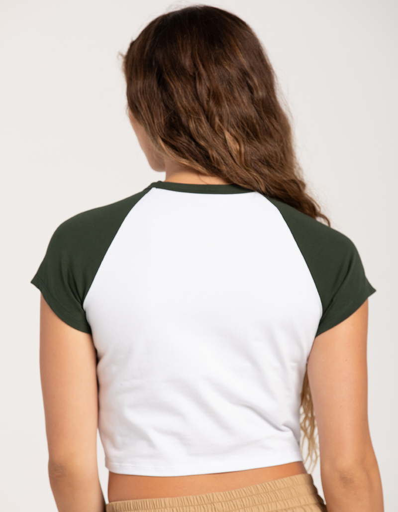 HYPE AND VICE Miami Hurricanes Womens Raglan Tee - WHT/GREEN - M | Tillys