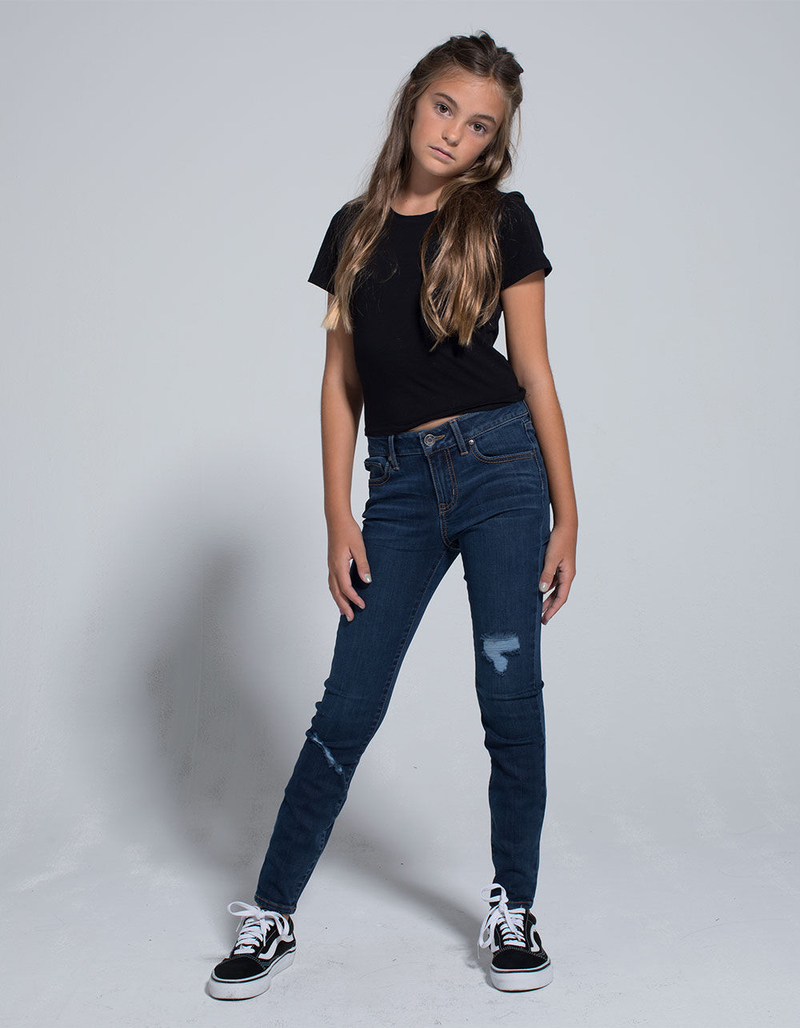 RSQ Ibiza Girls Ripped Skinny Jeans - DARK WASH - 8 | Tillys