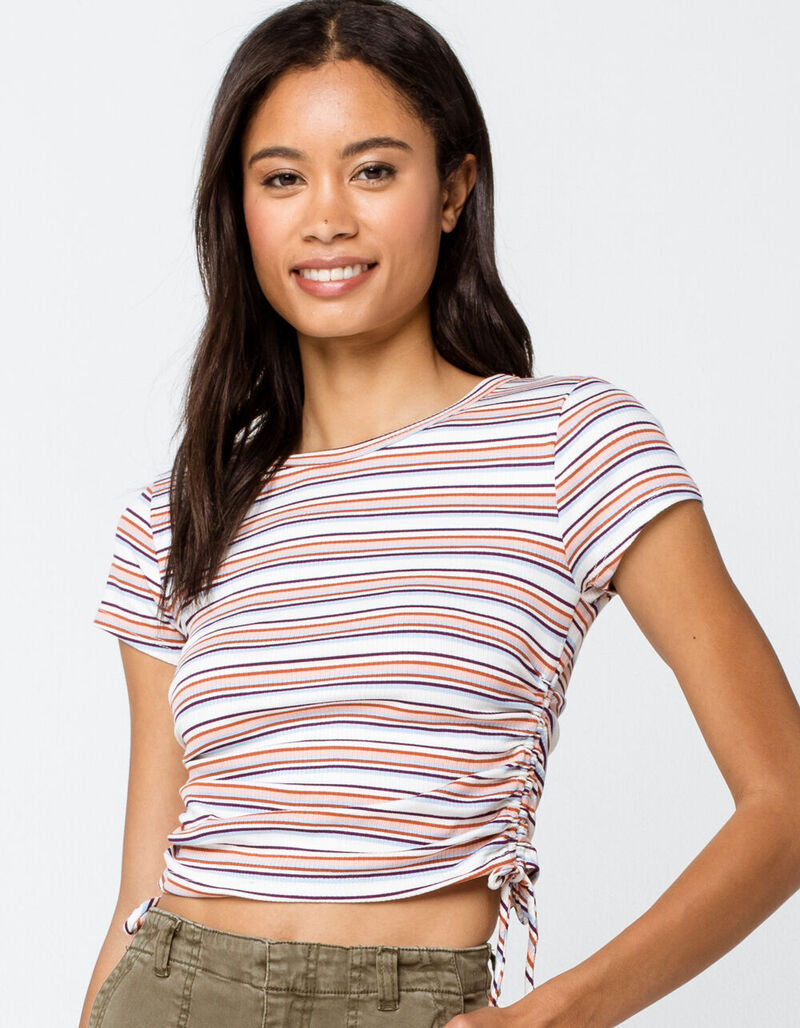 Sky And Sparrow Stripe Cinch Side Womens Navy Tee Navy 372432210