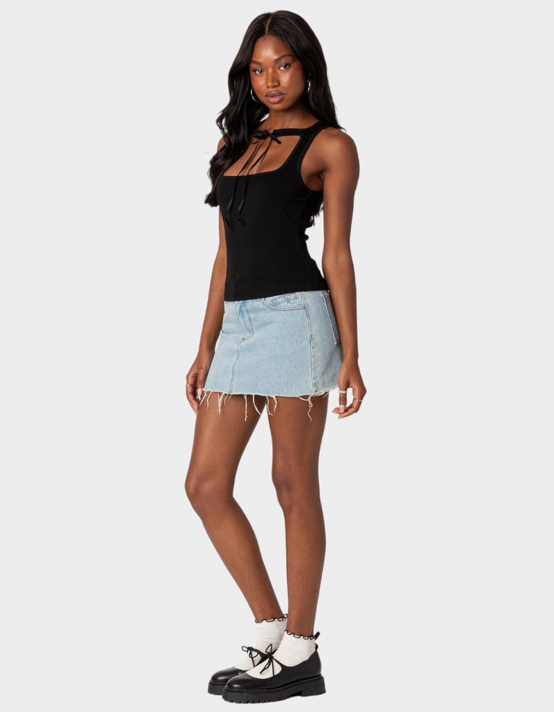 EDIKTED Isabetta Tie Front Womens Top - BLACK - XL | Tillys