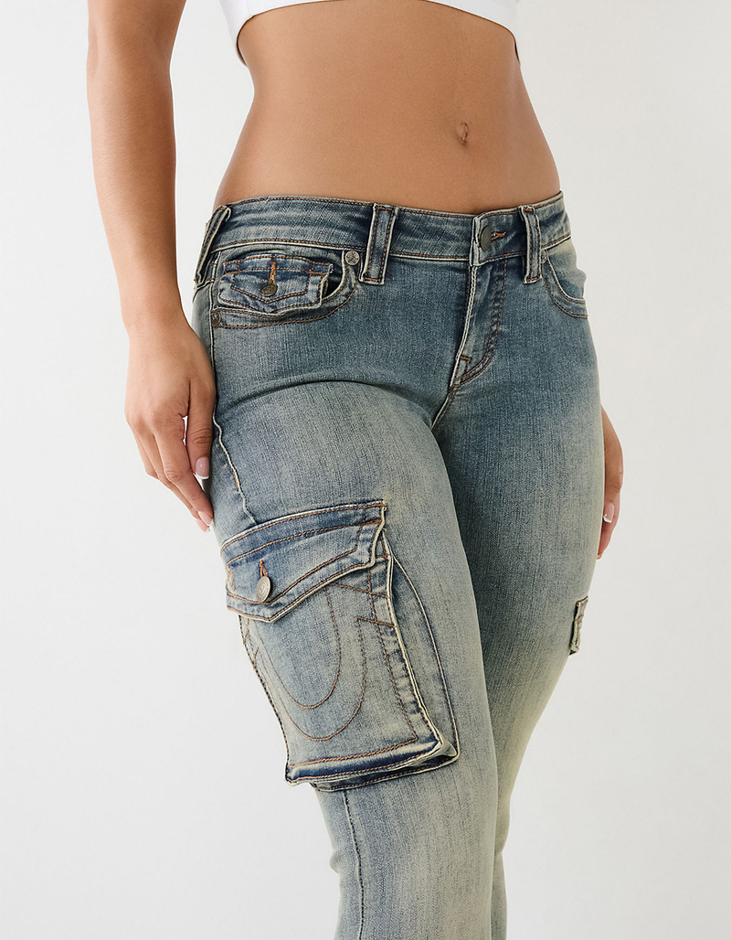 TRUE RELIGION Becca Low Rise Womens Bootcut Cargo Jeans - MEDIUM WASH ...