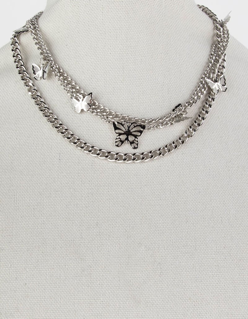 FULL TILT 3 Pack Butterfly Layered Chain Necklace - SILVER | Tillys