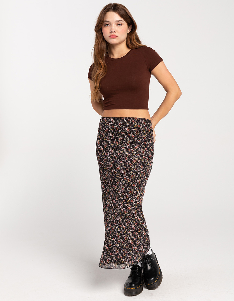 RSQ Womens Low Rise Mesh Maxi Skirt - BLACK/BURGANDY - XS | Tillys