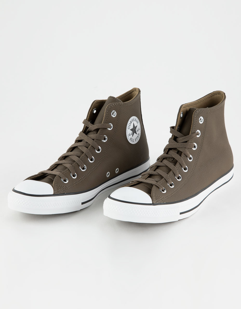 CONVERSE Chuck Taylor All Star Leather High Top Shoes - BROWN/WHITE ...