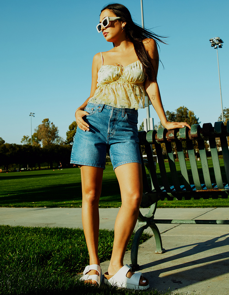 RSQ Womens Lace Inset Floral Babydoll Top - YELLOW | Tillys