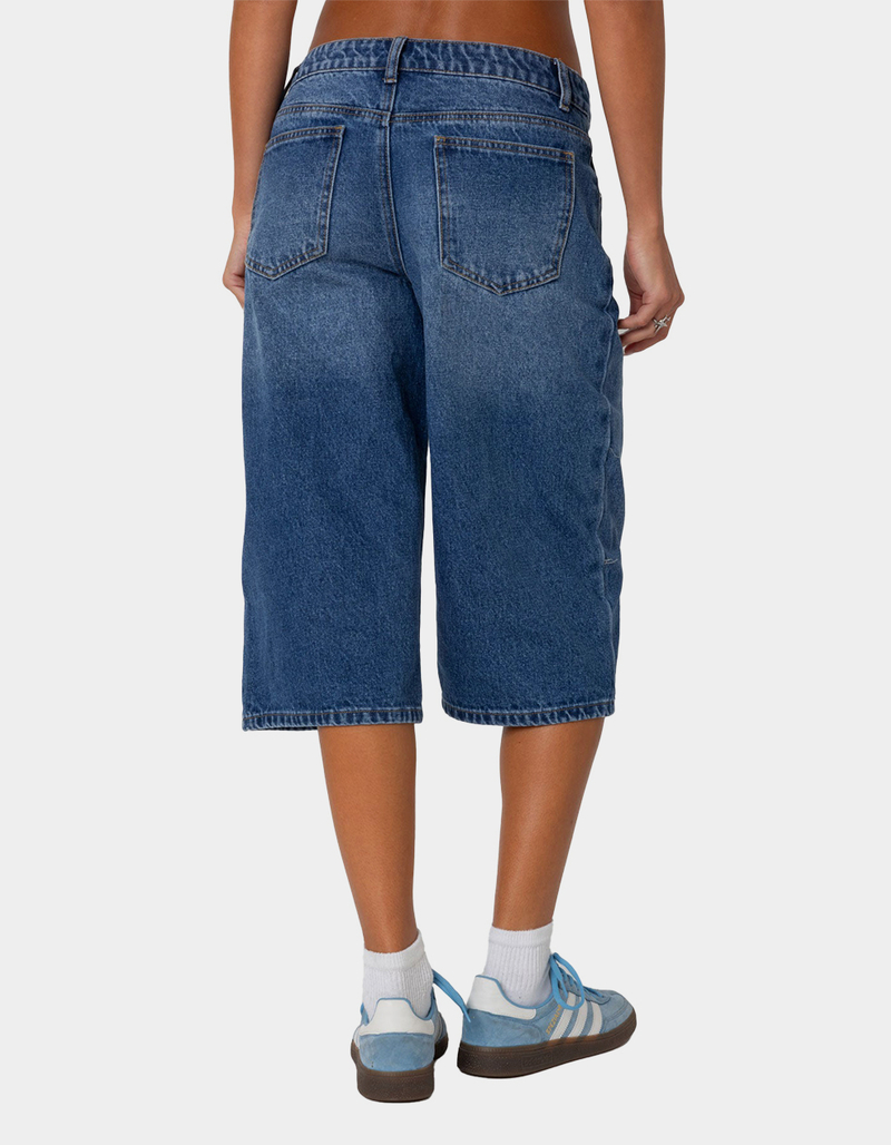 EDIKTED Xtra Long Low Rise Denim Bermuda Shorts - LIGHT BLUE | Tillys