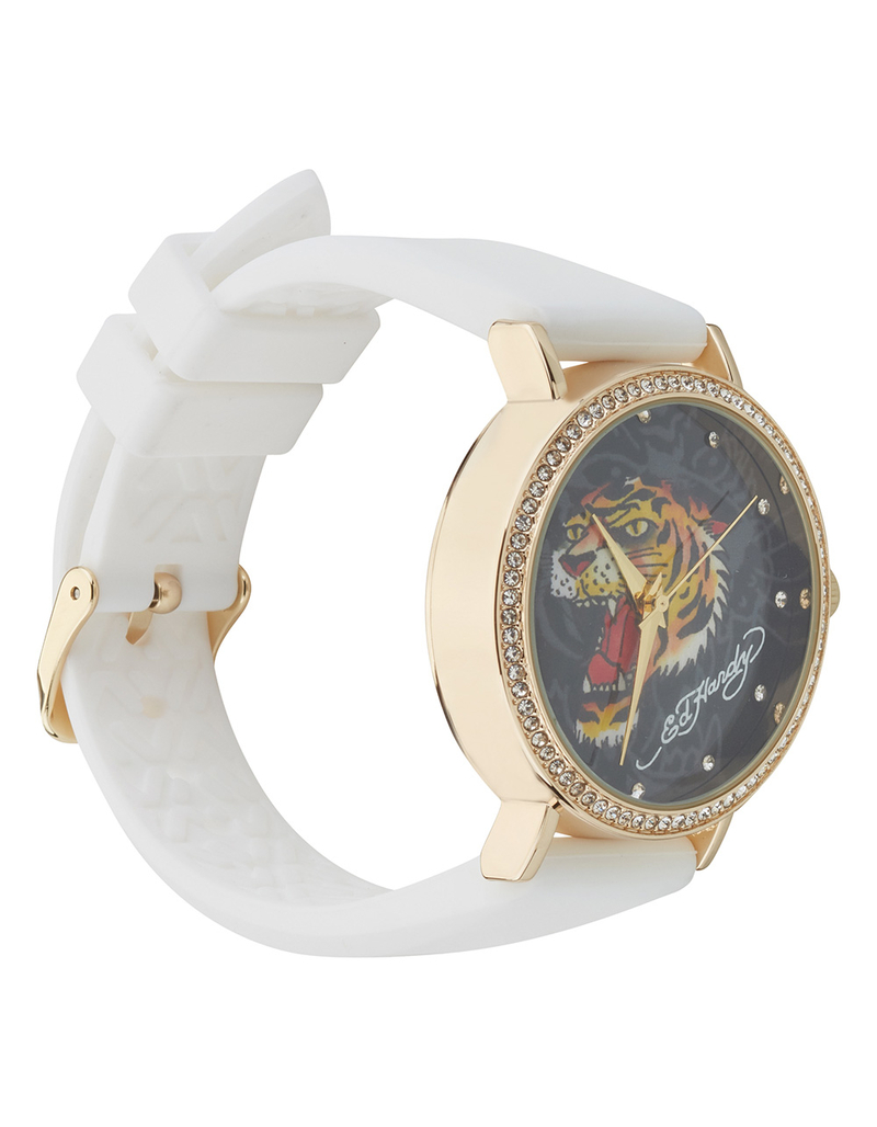 ED HARDY Tiger Watch - WHITE/GOLD - ONE SIZE | Tillys