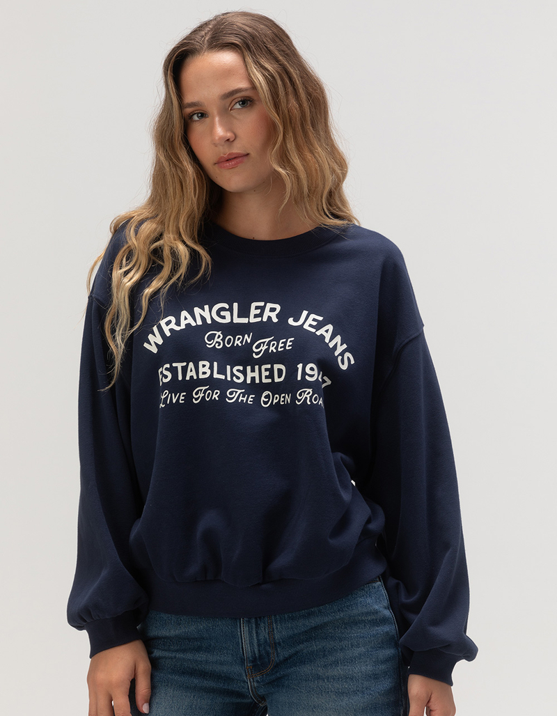 WRANGLER Established 1947 Womens Oversized Crewneck Sweatshirt - NAVY ...