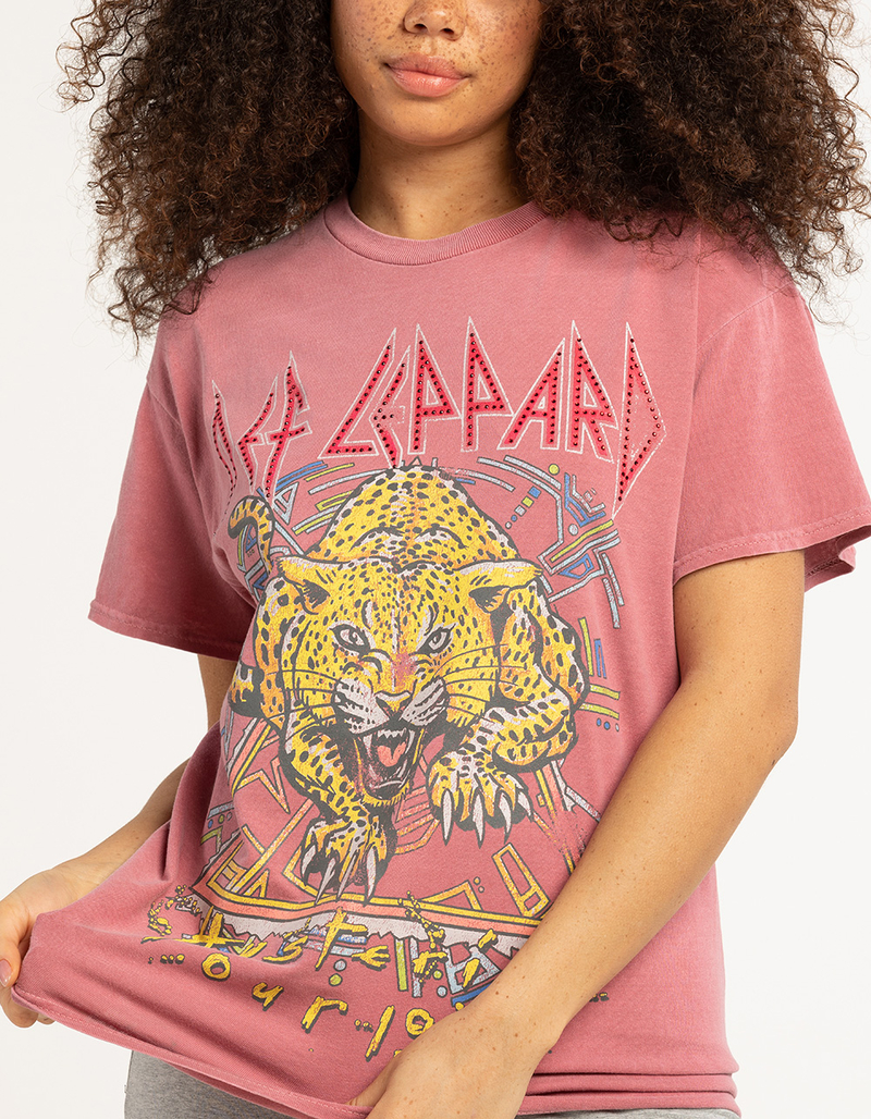 DEF LEPPARD Jeweled Womens Boyfriend Tee - ROSE - XS | Tillys