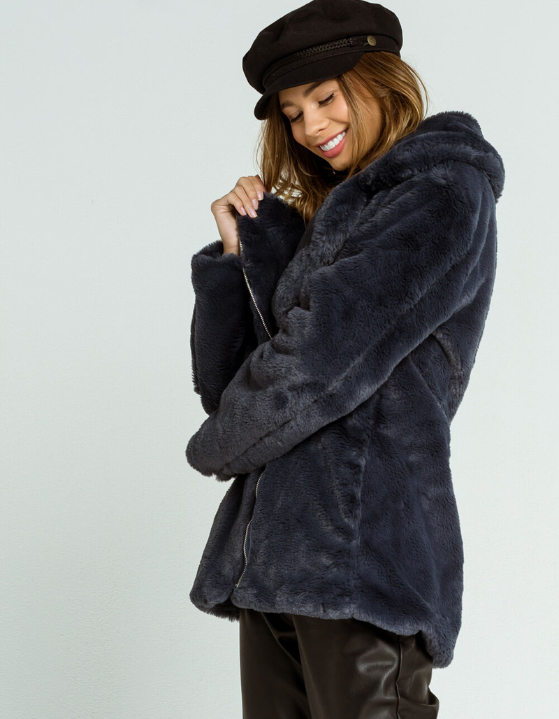 ASHLEY Faux Fur Womens Moto Jacket - SLTBL - XL | Tillys
