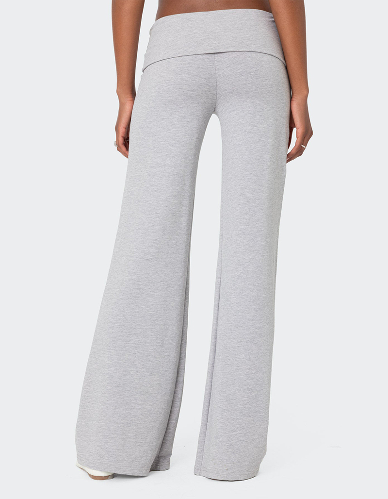 EDIKTED Wide Leg Fold Over Pants - GRAY | Tillys