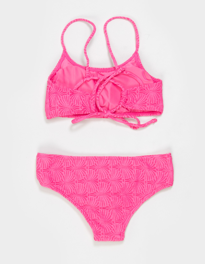 FULL TILT Texture Girls Bralette Bikini Set - HOT PINK - 14 | Tillys