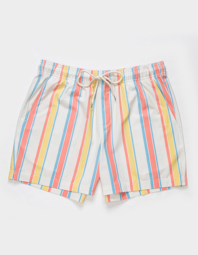RSQ Mens Multi Stripe 5'' Swim Shorts - CREAM - S | Tillys