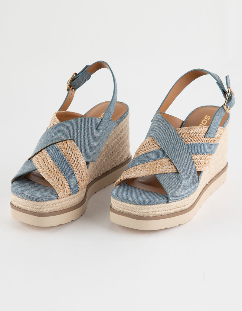 SODA Almo Womens Platform Wedges - DENIM - 5 | Tillys
