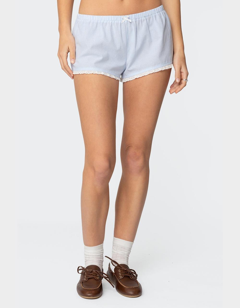 EDIKTED Danna Pinstripe Shorts - LIGHT BLUE - M | Tillys