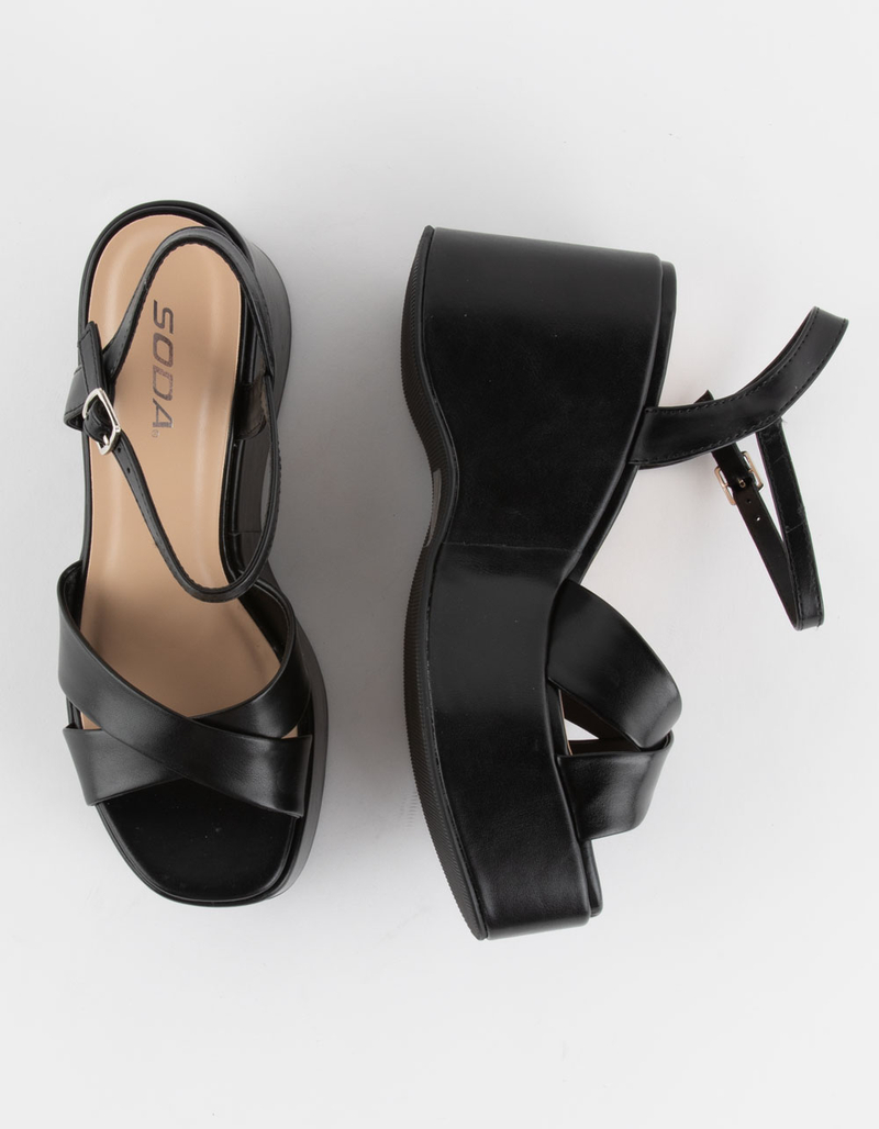 SODA Cross Band Womens Platform Wedges - BLACK - 5.5 | Tillys