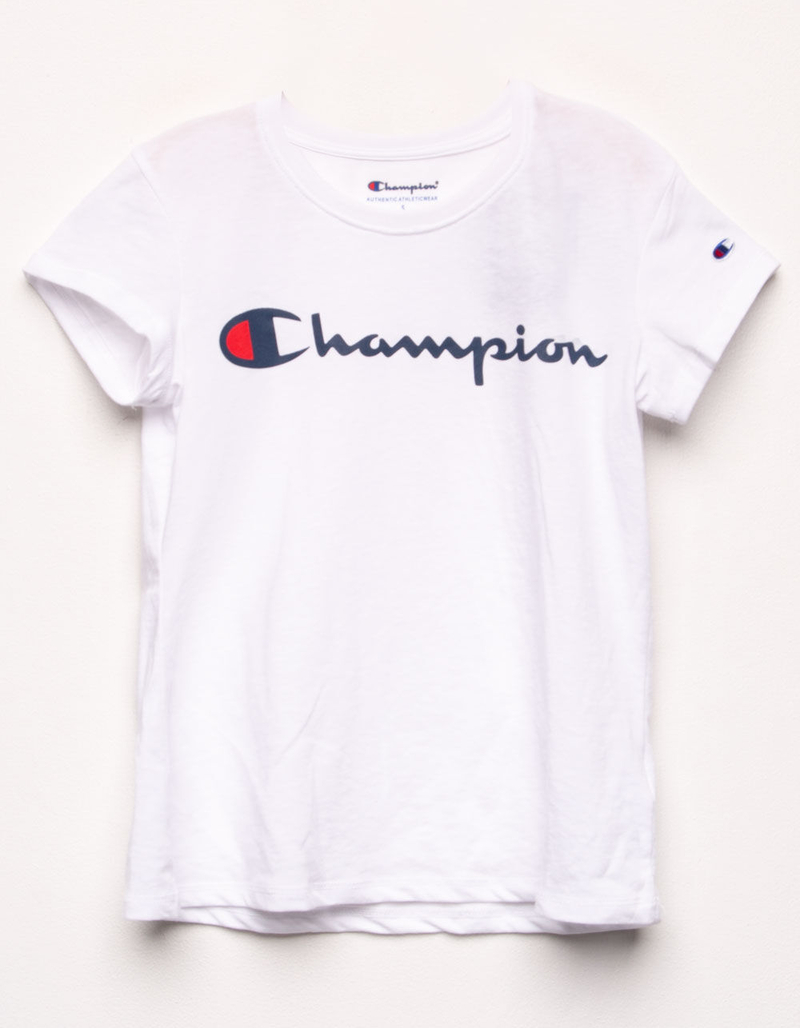 CHAMPION Logo White Girls Tee - WHITE - S | Tillys