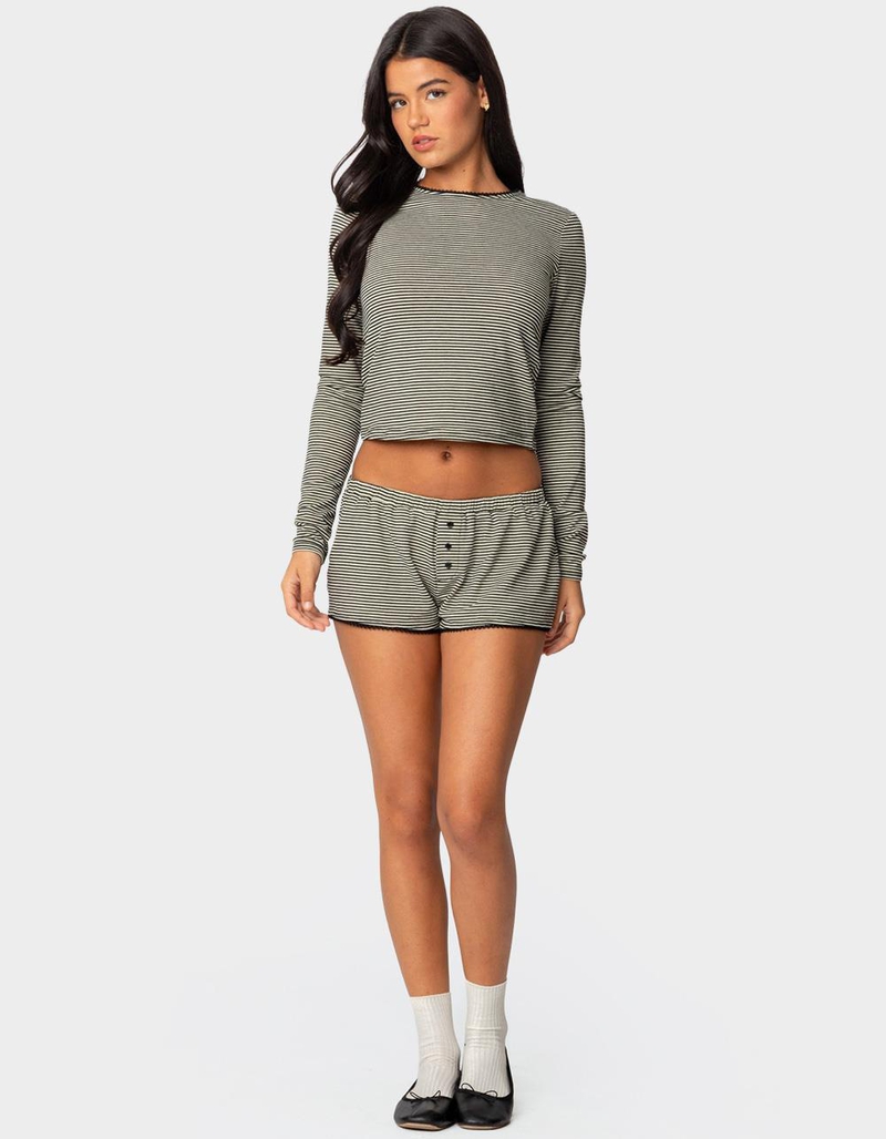 EDIKTED Suzy Striped Shorts - BLACK - L | Tillys