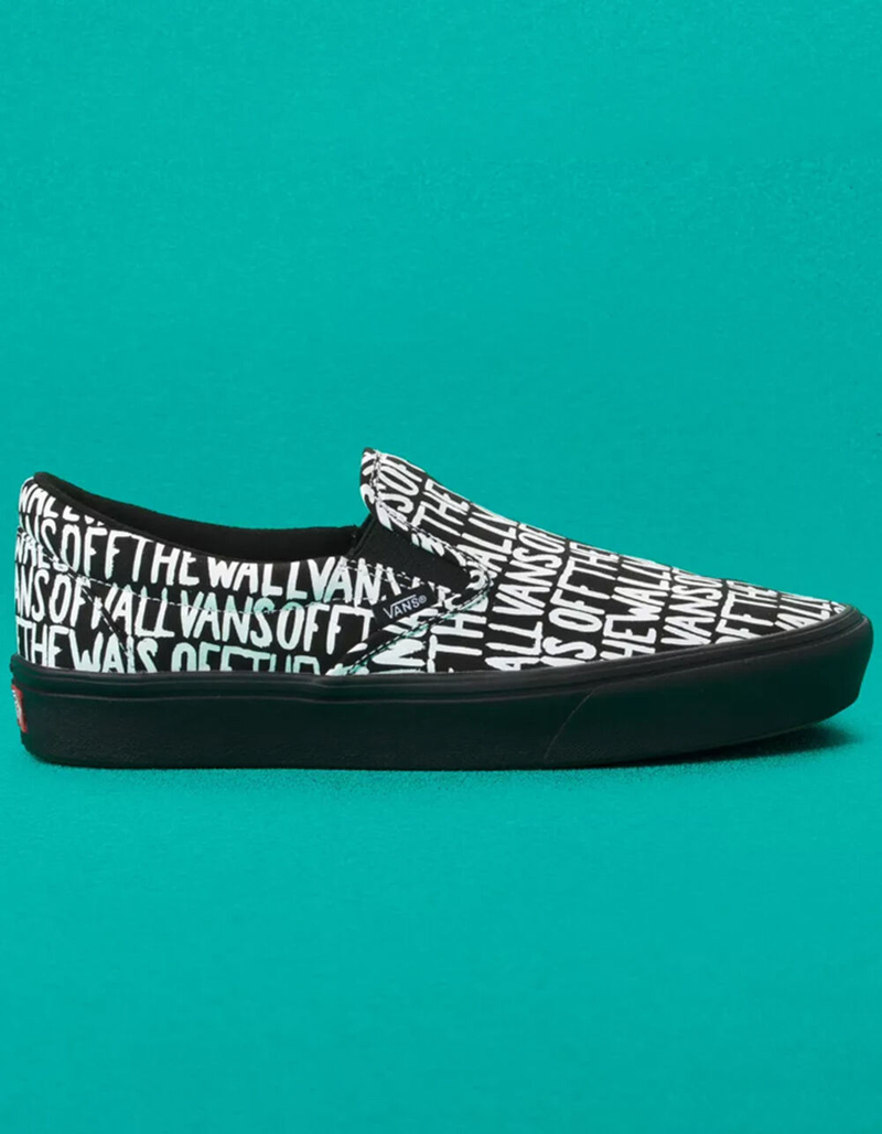 VANS Brush ComfyCush Slip-On Shoes - BLACK/TRUE WHITE - M5 / W6.5 | Tillys