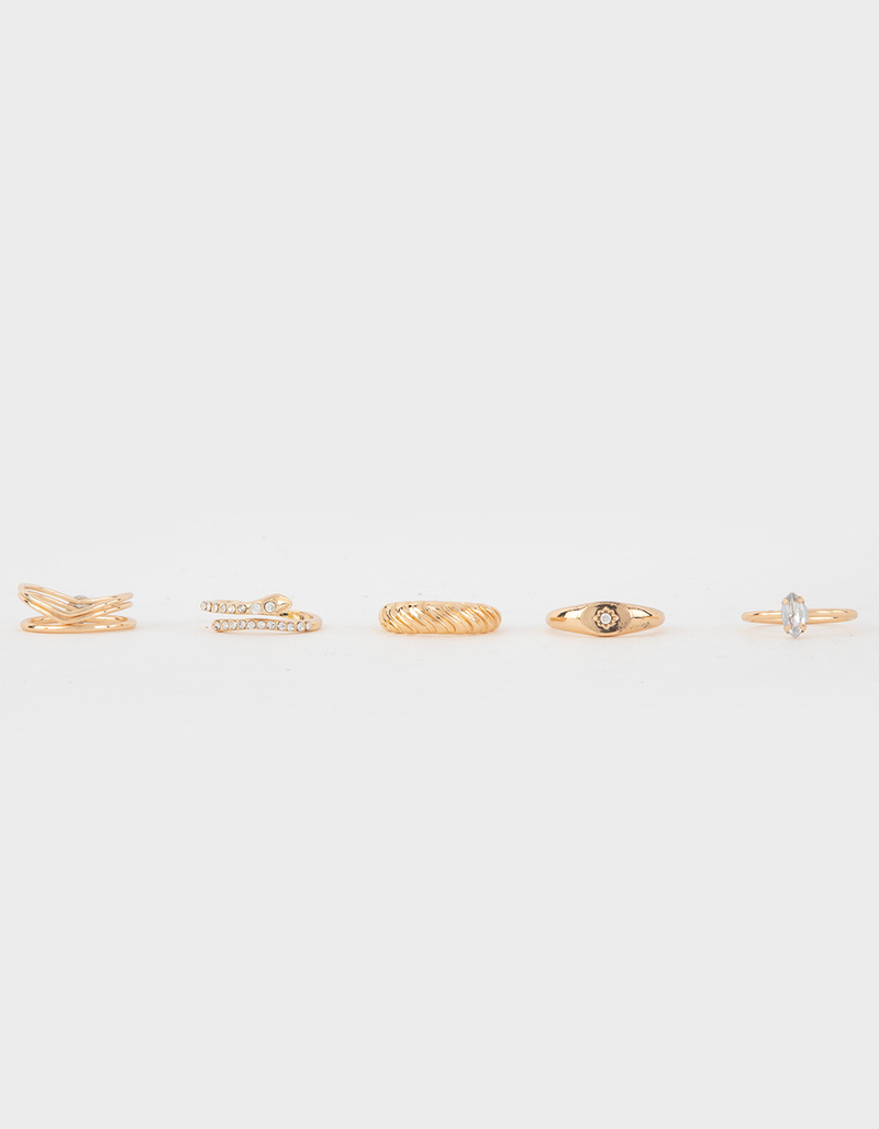FULL TILT 7 Pack Dainty Rhinestone Ring Set - GOLD - ONE SIZE | Tillys