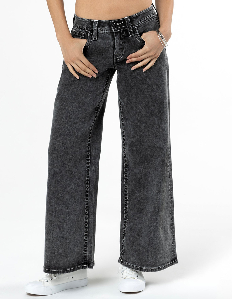 MISS ME Fleur Womens Mid Rise Wide Leg Jeans - WASHED BLACK - 29 | Tillys