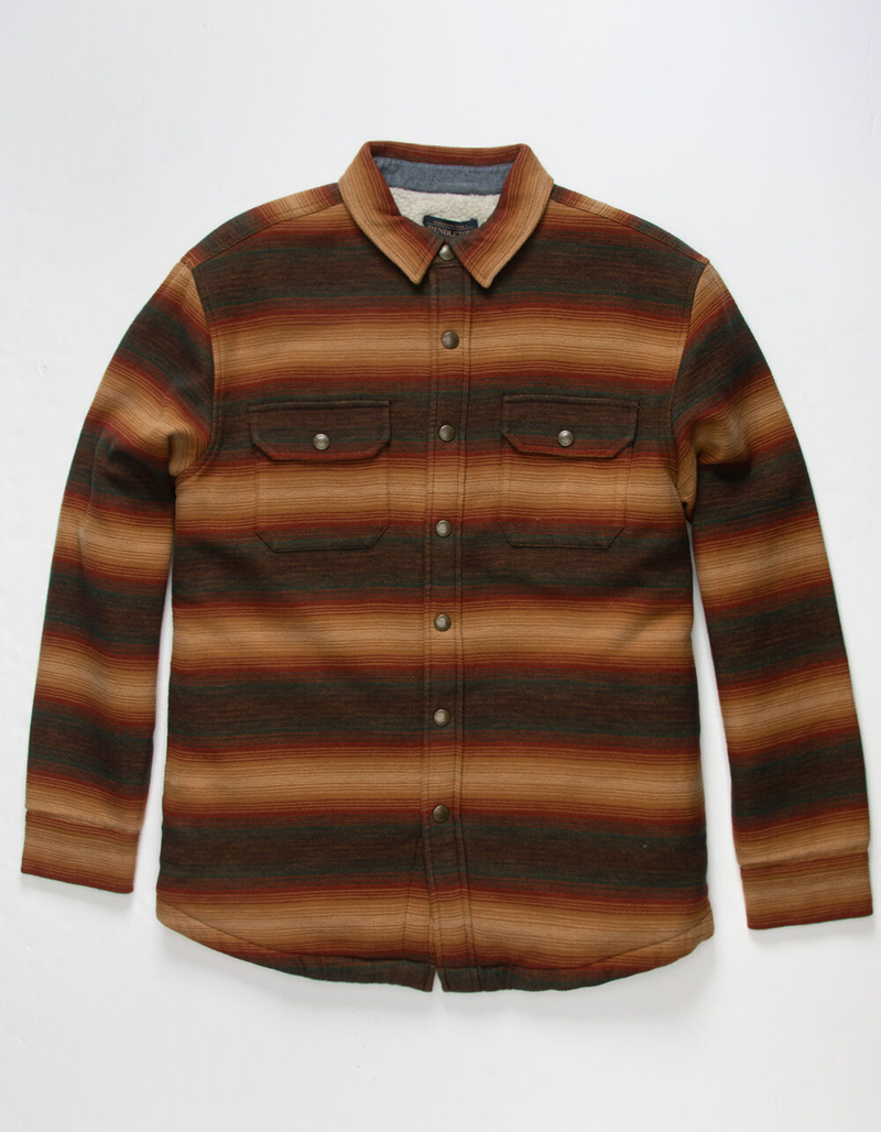 PENDLETON Stripe Sherpa-Lined Mens Shirt Jacket - GREEN - M | Tillys