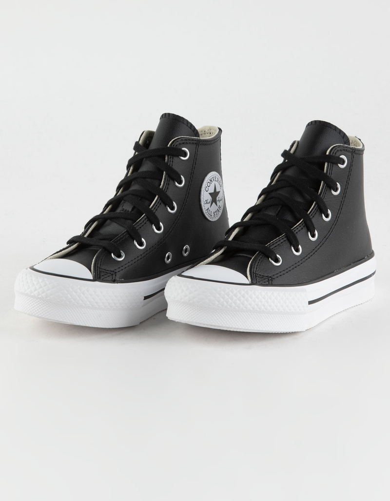CONVERSE Chuck Taylor All Star Lift Platform Leather Girls Shoes - BLK ...