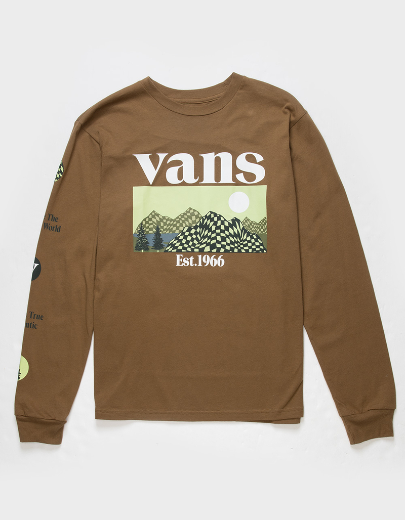 VANS Checkerboard Mountain Boys Long Sleeve Tee - BROWN | Tillys