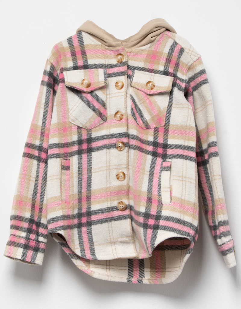 BLANK NYC Plaid Girls Hooded Flannel - PINK COMBO | Tillys