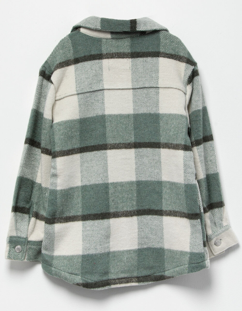 RSQ Girls Plaid Oversized Shacket - GREEN COMBO | Tillys