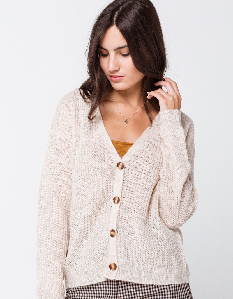 FULL TILT Essential Oatmeal Womens Cardigan - OATMEAL - L | Tillys