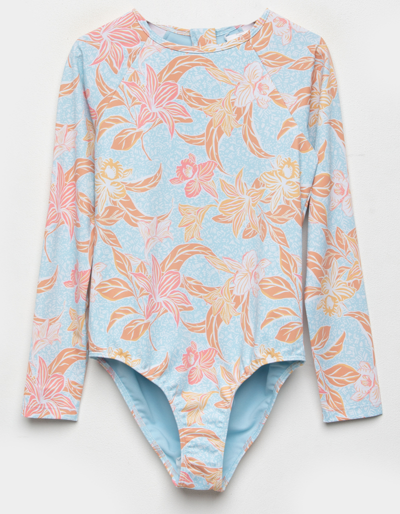 ROXY Flowers Addict Girls Swimsuit - BLUE COMBO - 14 | Tillys