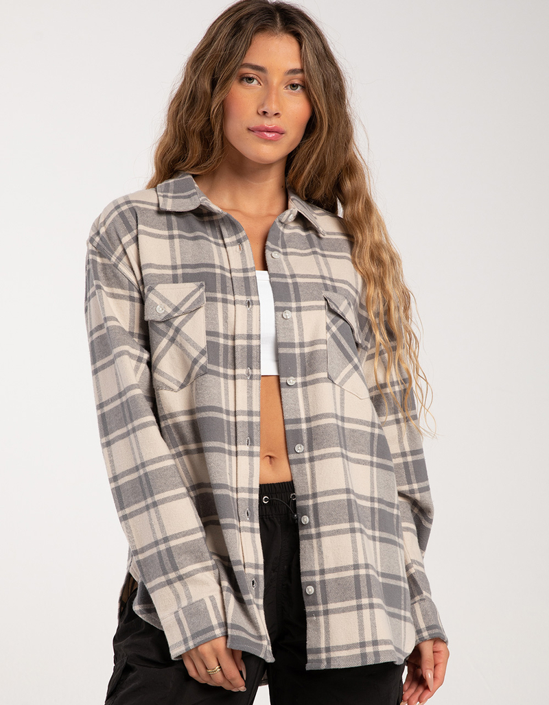 RSQ Womens Boyfriend Plaid Flannel - GRAY COMBO | Tillys