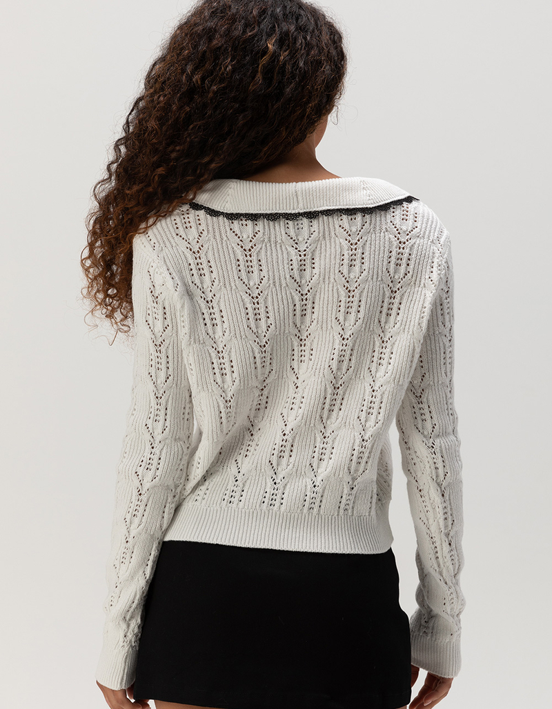 WEST OF MELROSE Collared Womens Cardigan - CREAM | Tillys