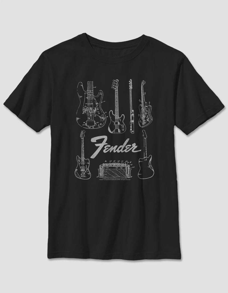 FENDER Chart Silhouette Unisex Kids Tee - BLACK | Tillys