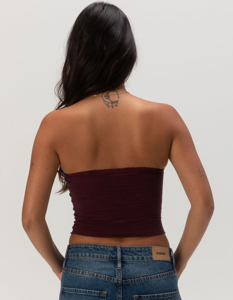 RSQ Womens Lace Trim Tube Top - BURGUNDY | Tillys