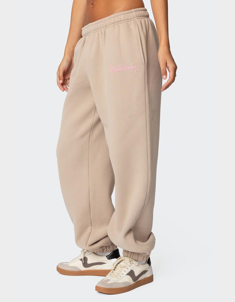 EDIKTED Sasha Bow Detail Sweatpants - BEIGE | Tillys