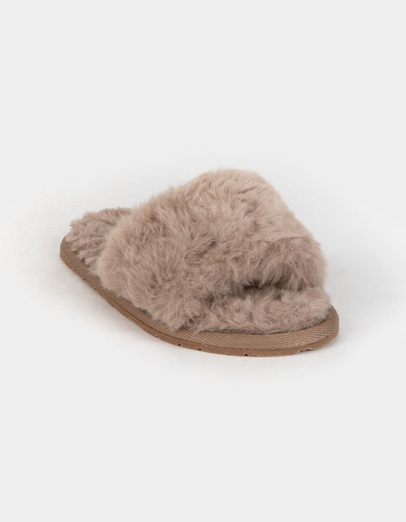 LUCKY TOP Faux Fur Girls Taupe Slippers - TAUPE - 2 | Tillys