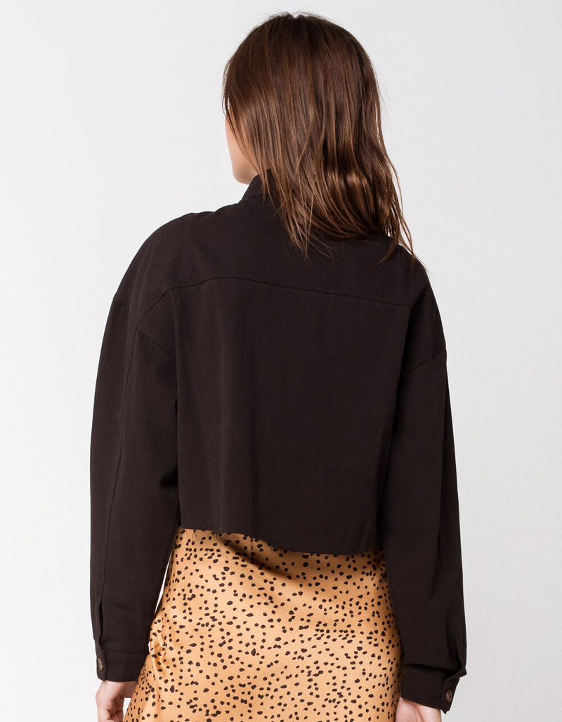 RSQ Cotton Twill Black Womens Crop Jacket - BLACK | Tillys