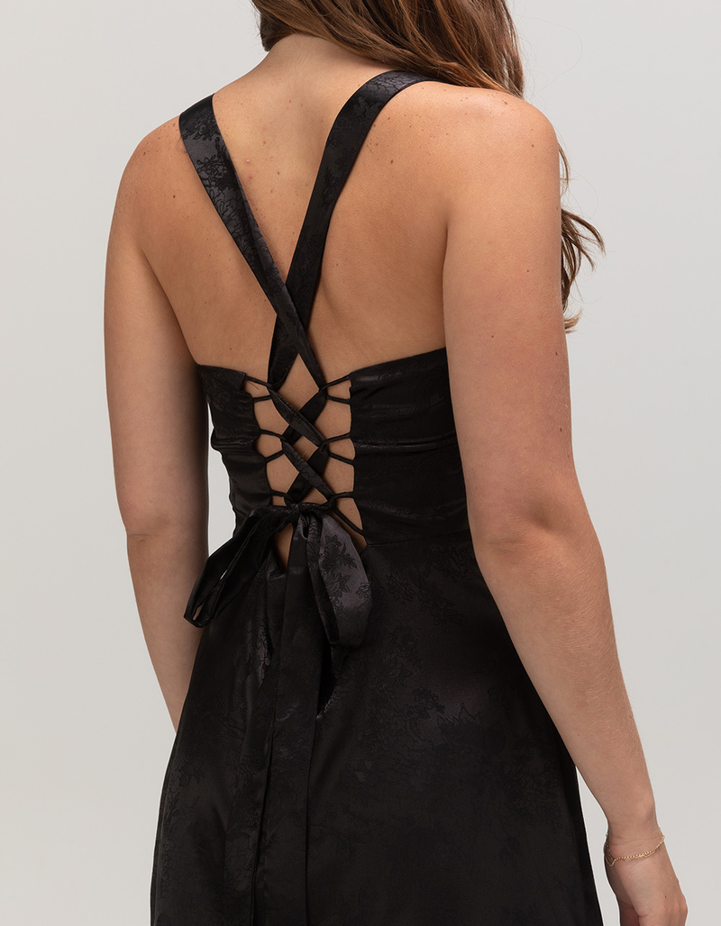 LULUS Satin Jacquard Womens Dress - BLACK | Tillys