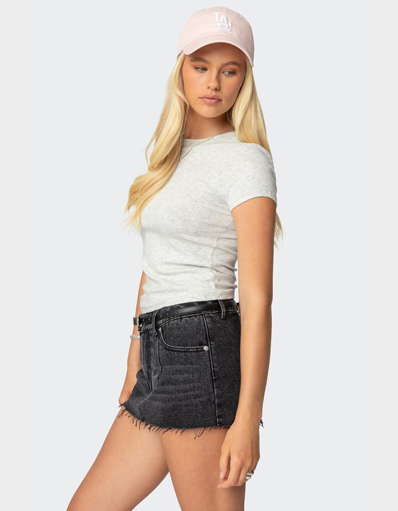 EDIKTED Daphney Ribbed Tee - GRAY - S | Tillys