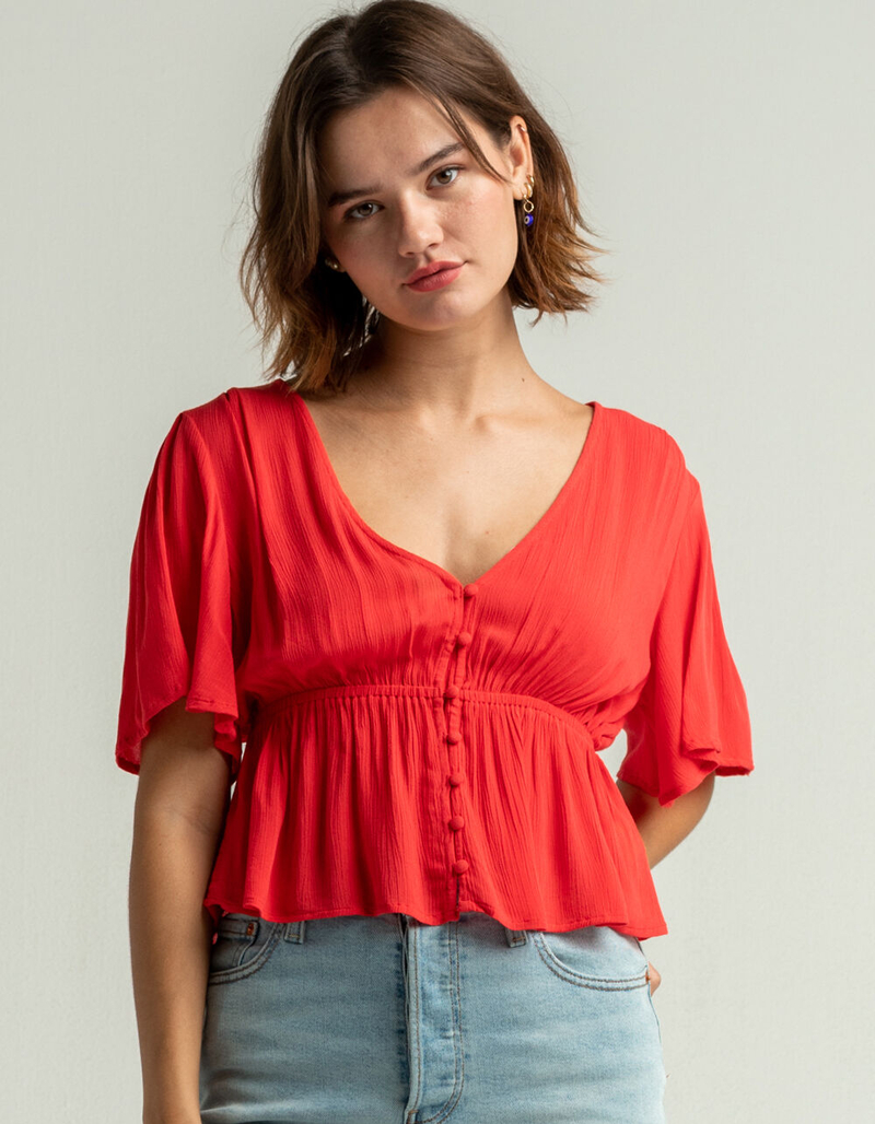 O'NEILL Wes Solid Womens Red Top - RED | Tillys