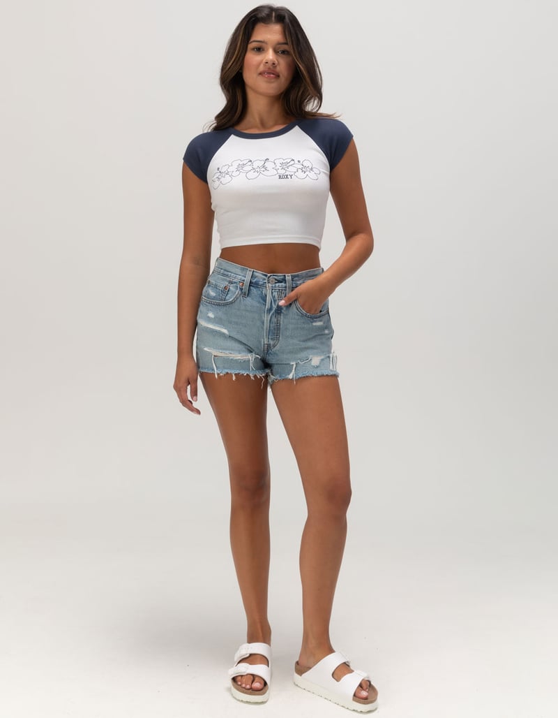 ROXY Team Aloha Womens Crop Raglan Tee - NAVY/WHITE | Tillys