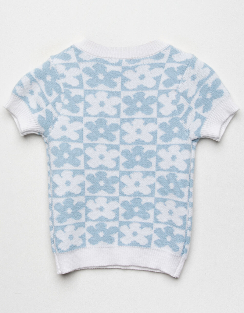 RSQ Girls Floral Checker Sweater - WHT/BLUE | Tillys