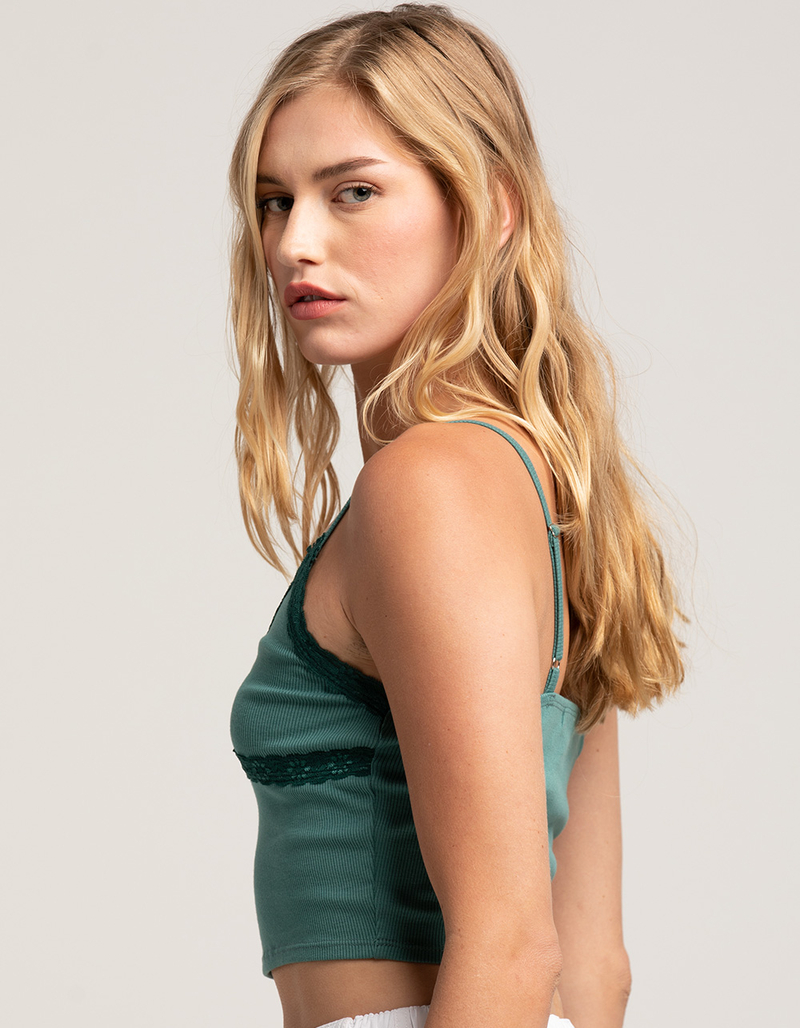 RSQ Womens Lace Trim Cami - DK GREEN | Tillys
