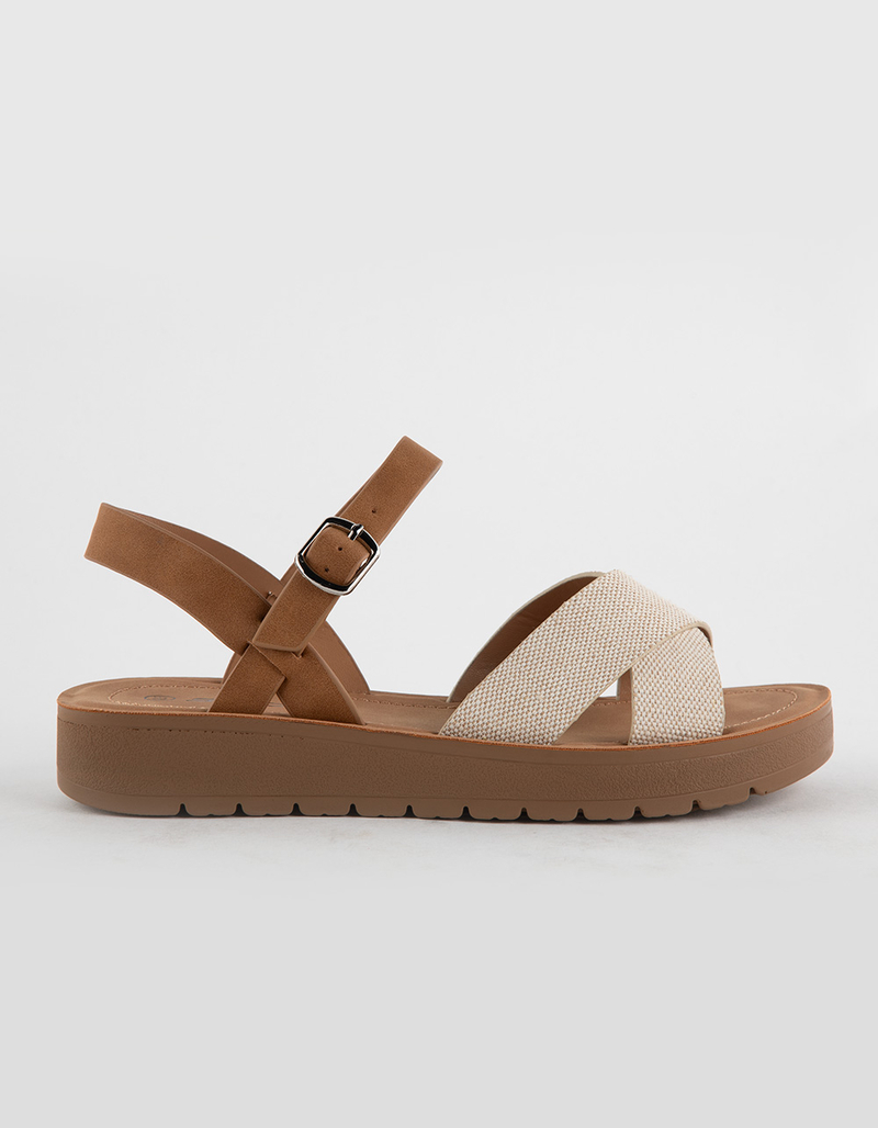 SODA Ankle Strap Womens Mini Flatform Sandals - BEIGE | Tillys