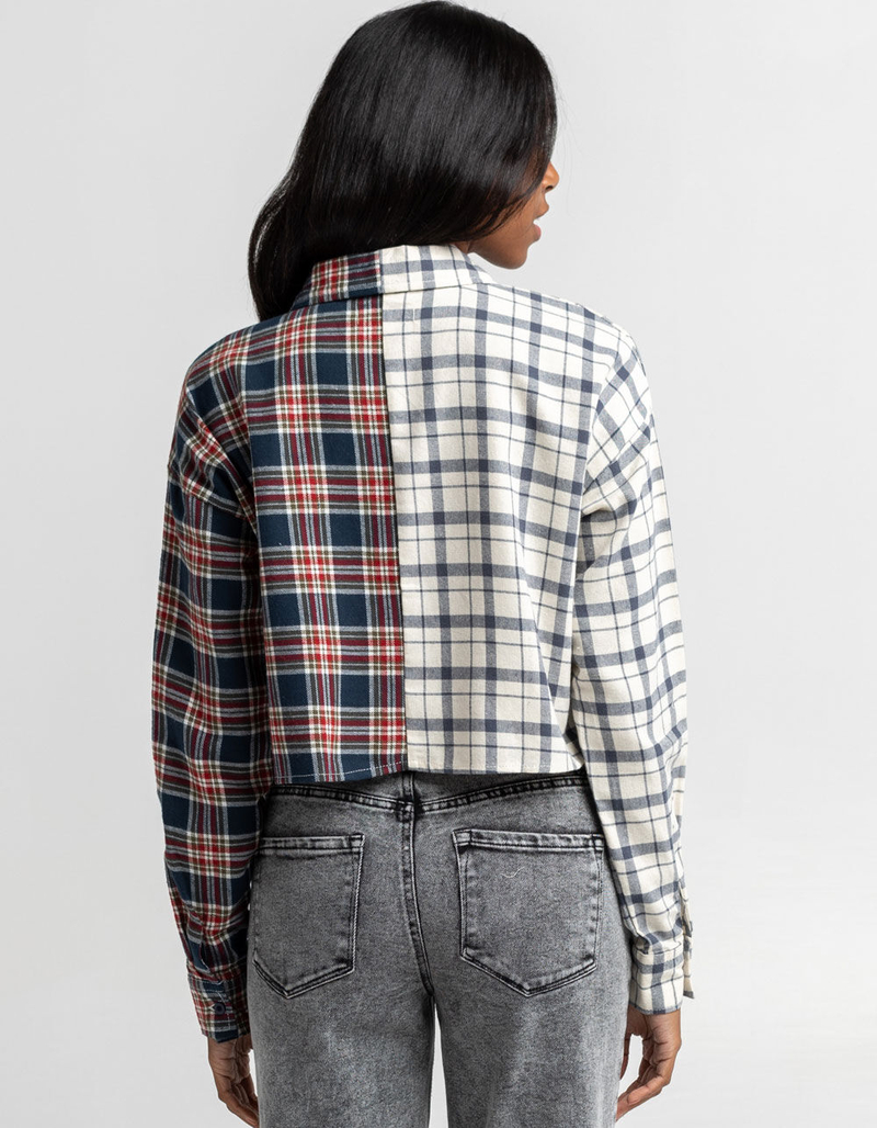 RSQ Womens Crop Flannel Shirt - BLUE COMBO - L | Tillys
